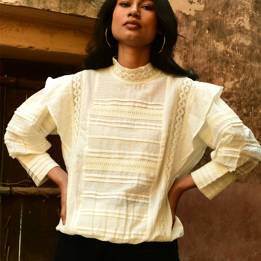 Primrose White Blouse Azure & Indigo | Belmore Store