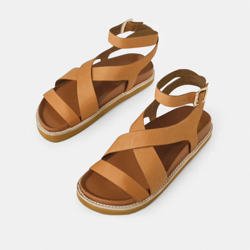 Walnut Pilar Leather Sandal - Coconut Tan | Belmore Store
